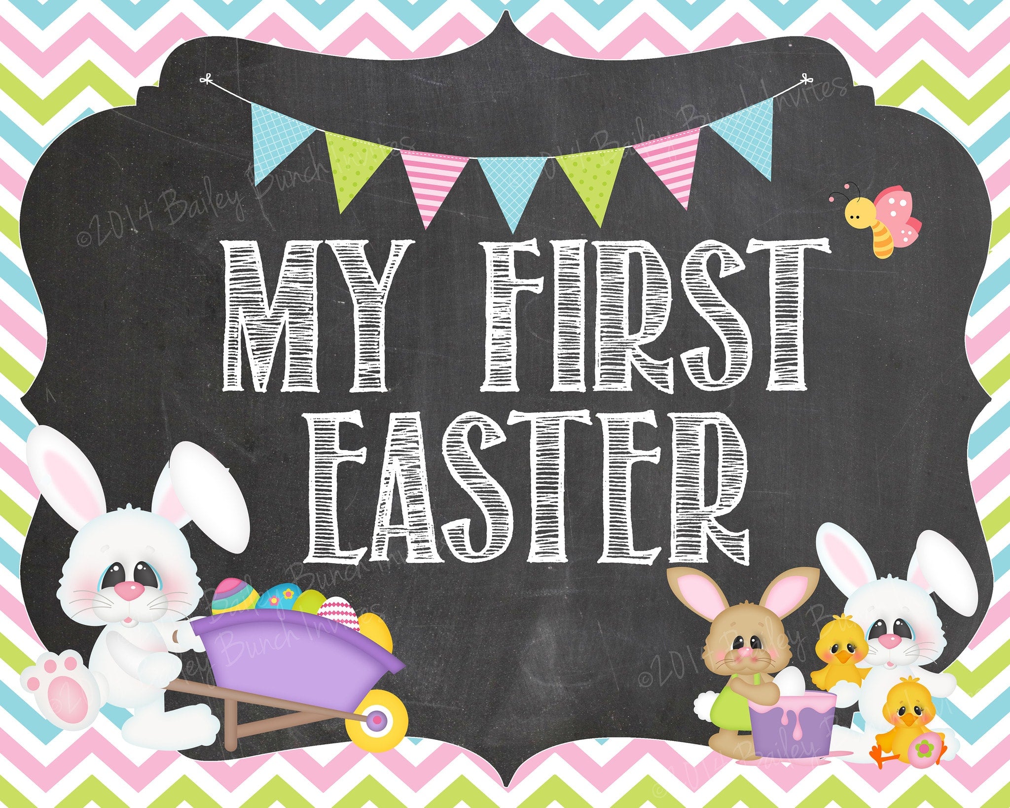 Baby's 1st Easter Chalkboard Sign - INSTANT DOWNLOAD ID1STEASTERCHALK0 ...