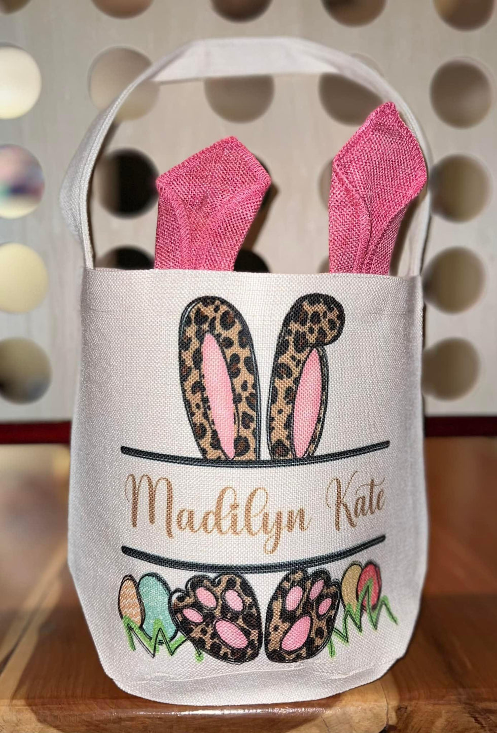 Easter Basket Bunny Ears Basket Leopard Personalized BASKETL0520 ...