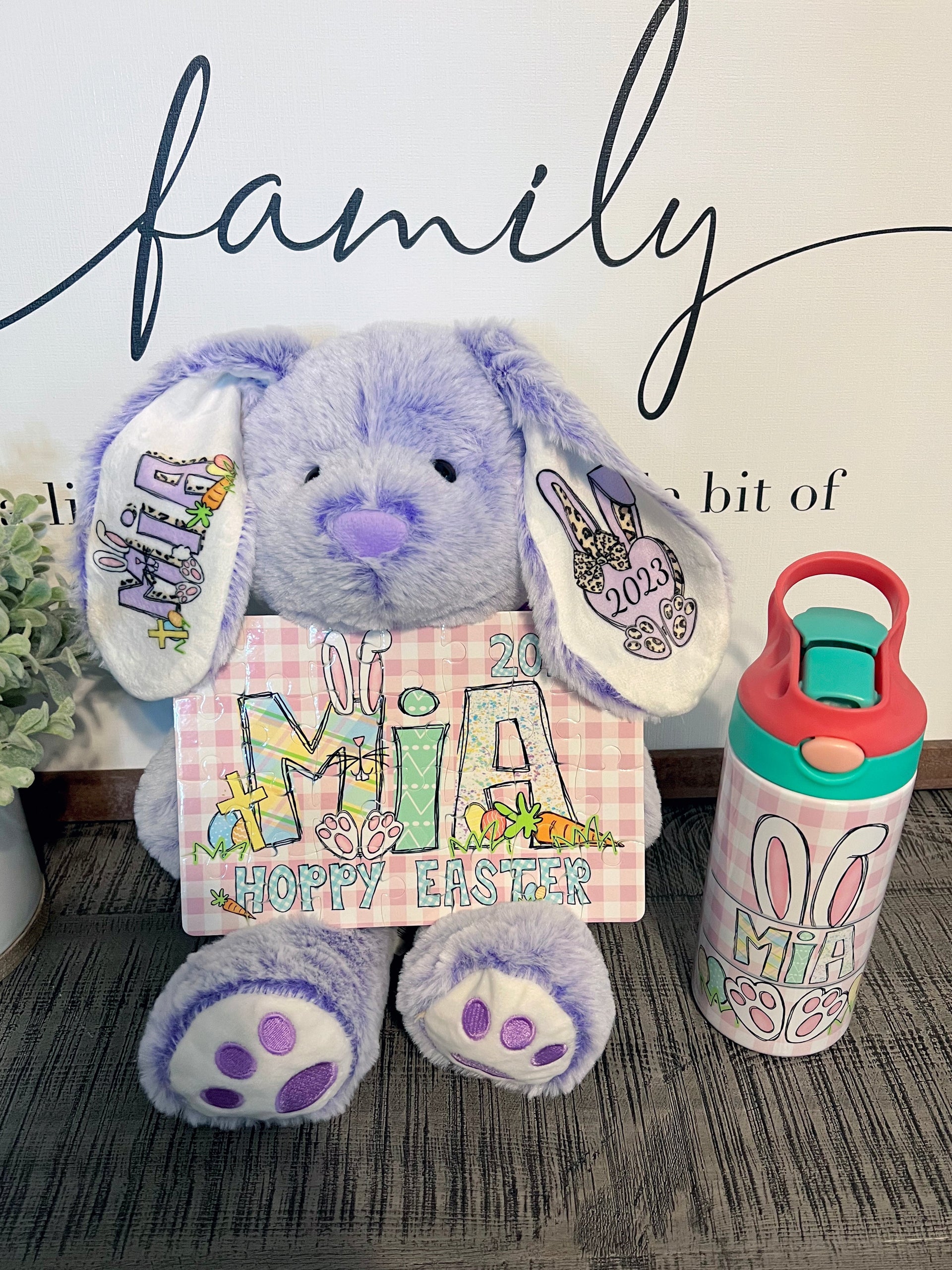 Easter Bunny Stuffed Plush Bunnies Purple Leopard Print & Puzzles Pers ...