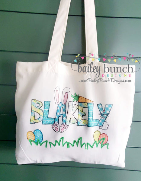 Easter Name Tote Basket Bunny Tote Bag Personalized ETOTE0520 - Bailey ...