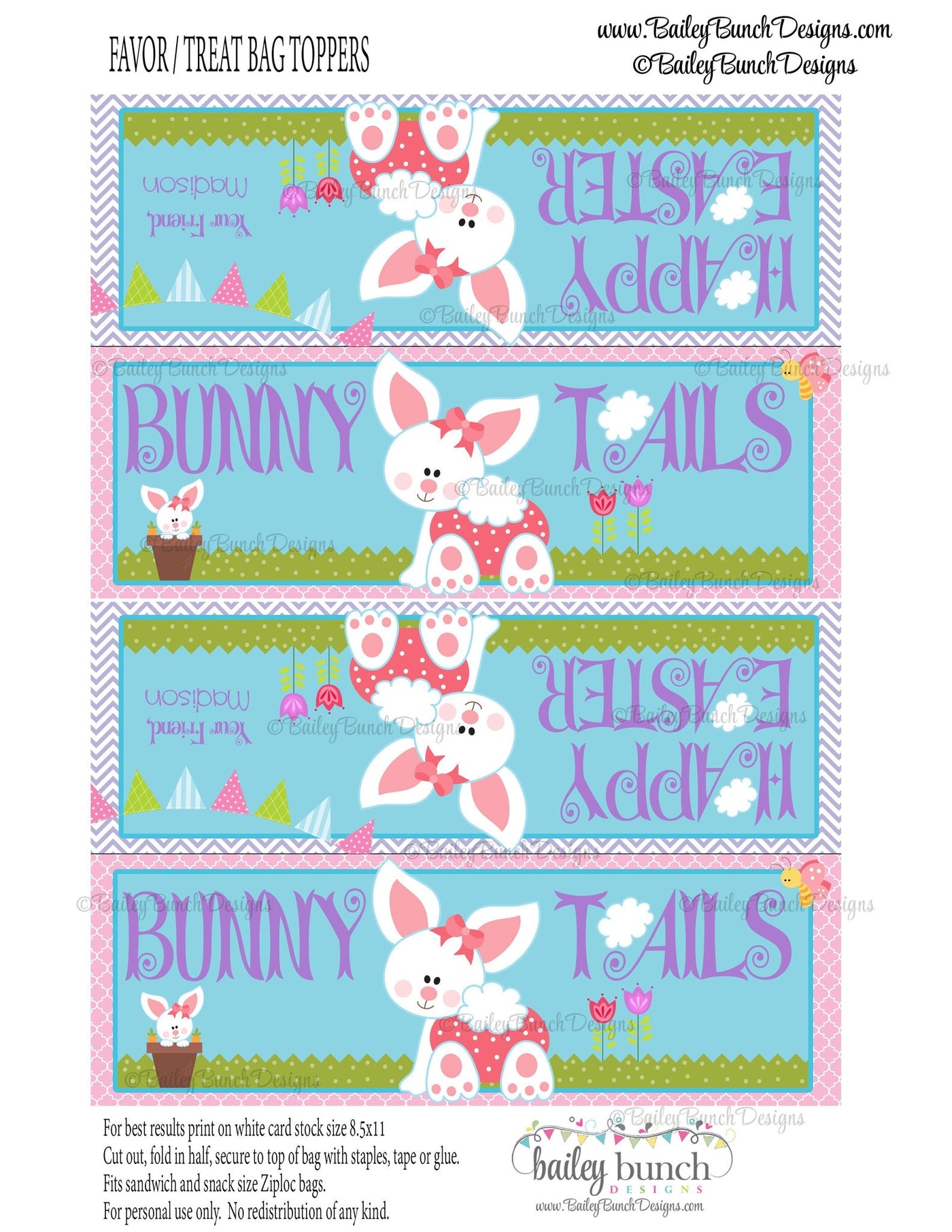 Easter Treat Toppers, Bunny Bunny Tails, BUNNYTAIL0520 – Bailey Bunch ...