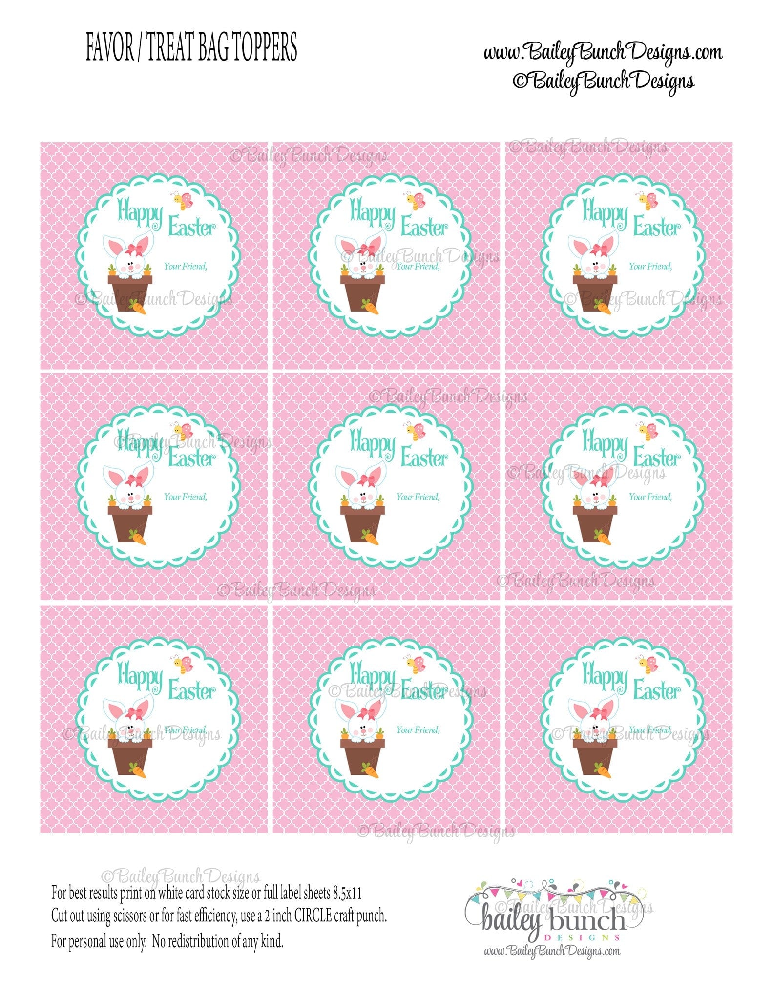 Easter Treat Labels, Easter Bunny Carrots, IDCARROT0520 – Bailey Bunch ...