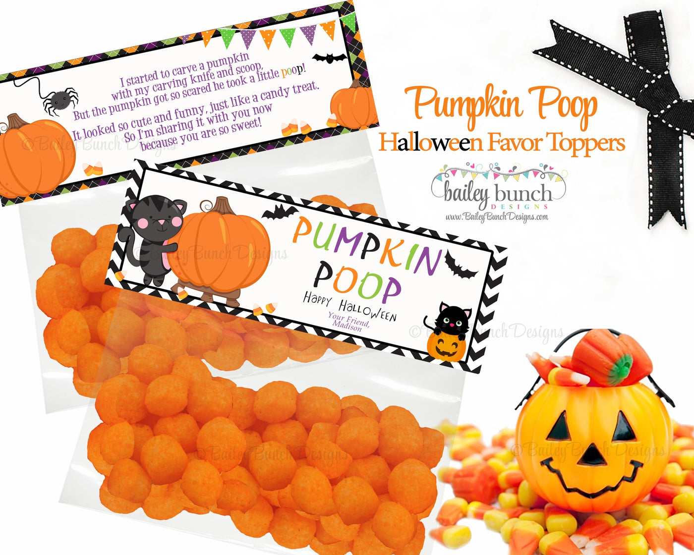 Halloween Pumpkin Poop Favor Toppers - PERSONALIZED - 2 DESIGNS!! PUMP ...