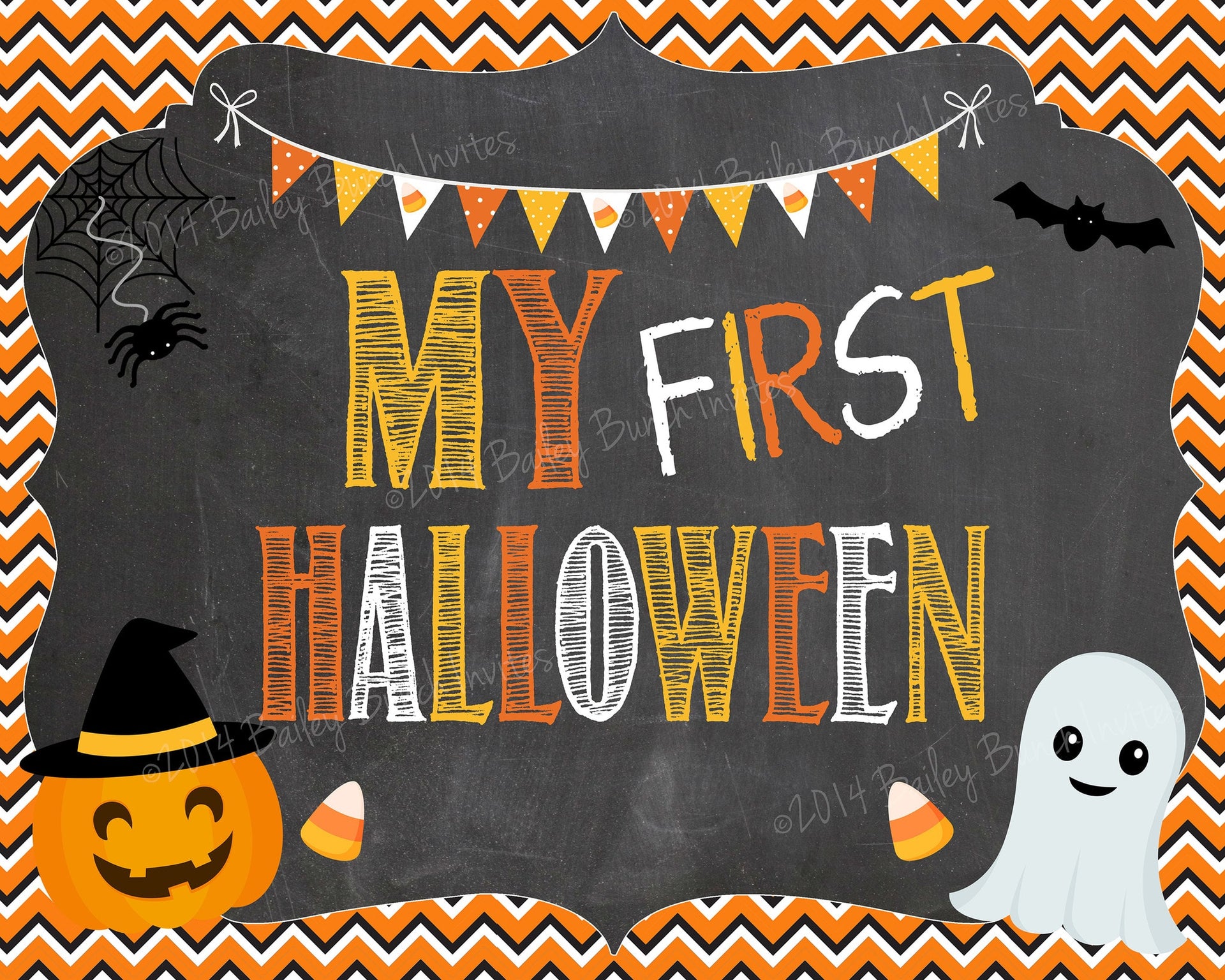 Baby's 1st Halloween Chalkboard Sign - INSTANT DOWNLOAD ID1STHALLCHALK ...