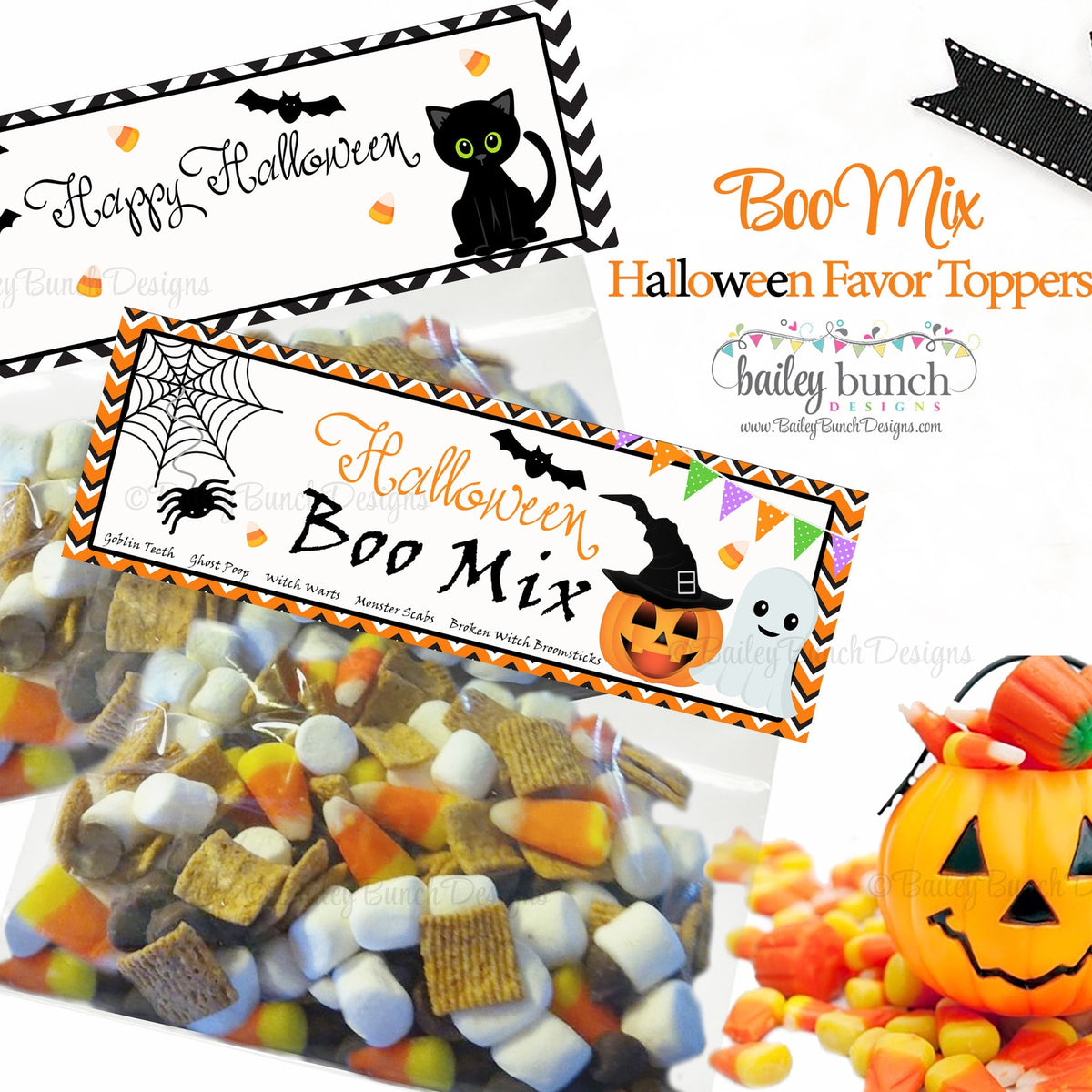 Halloween Boo Mix Favor Treat Bags - 2 DESIGNS!! INSTANT DOWNLOAD IDBO ...