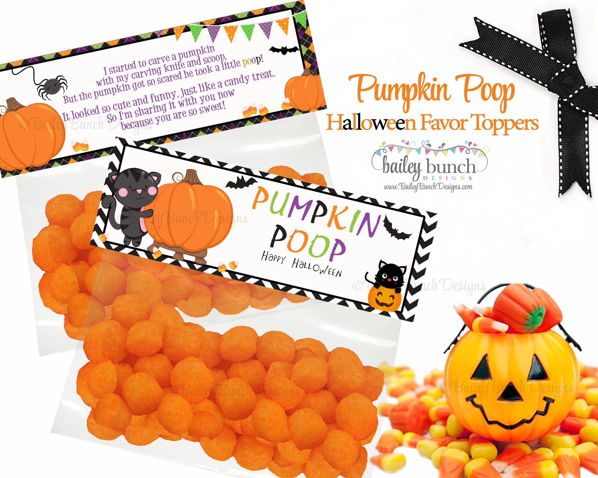 Halloween Pumpkin Poop Favor Treat Bags - 2 DESIGNS!! INSTANT DOWNLOAD ...