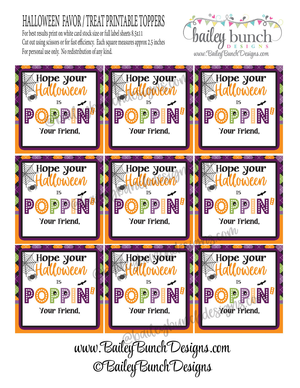 HALLOWEEN POP IT FIDGET GIFT TAGS SQUARES - INSTANT DOWNLOAD - POPITSF ...