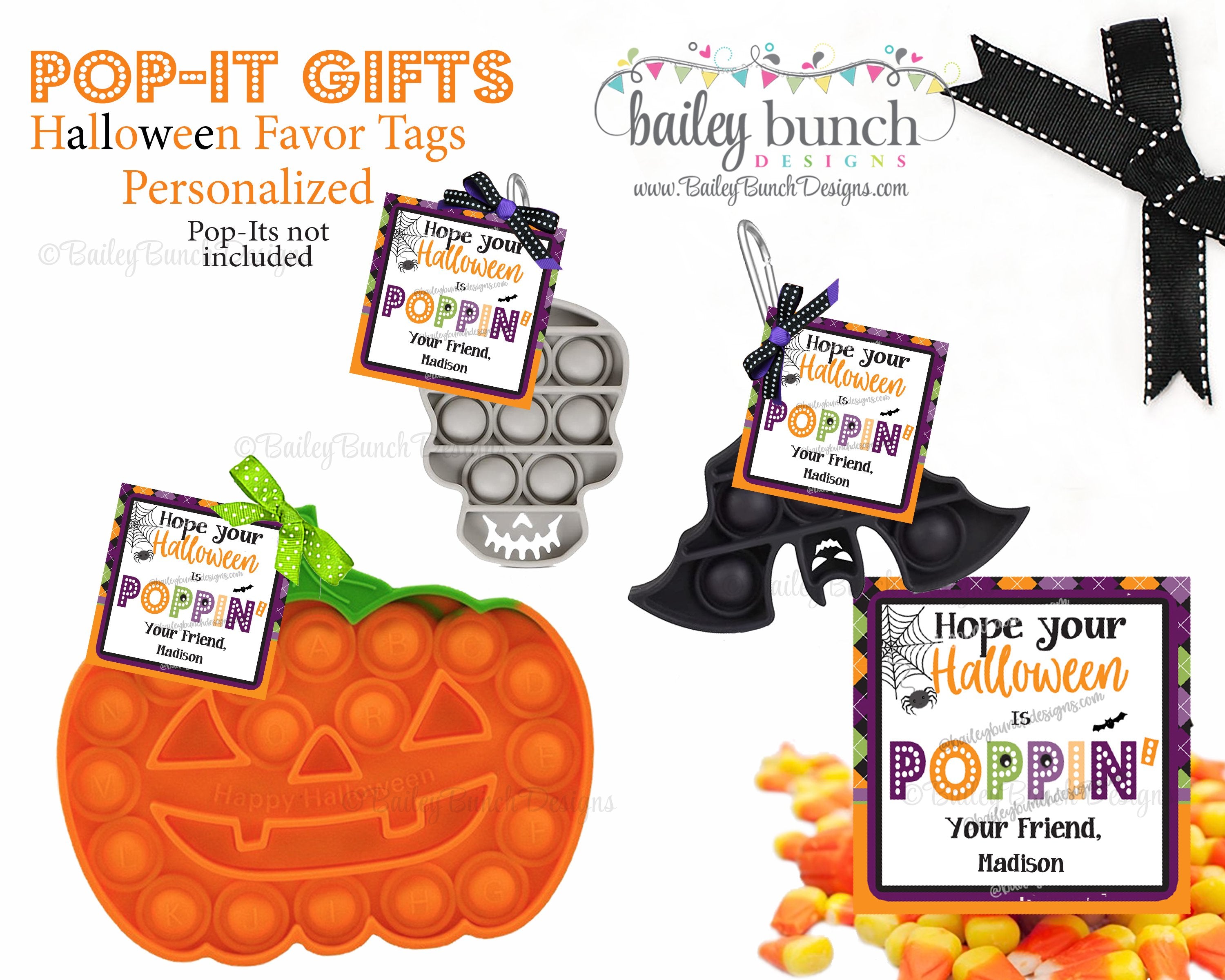 Halloween Pop It Fidget Gift Tags Squares - PERSONALIZED - POPITSFVR05 ...