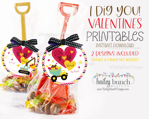 I Dig You Shovel Valentine Treat Tags, Valentines IDVDAYDIG0520 ...