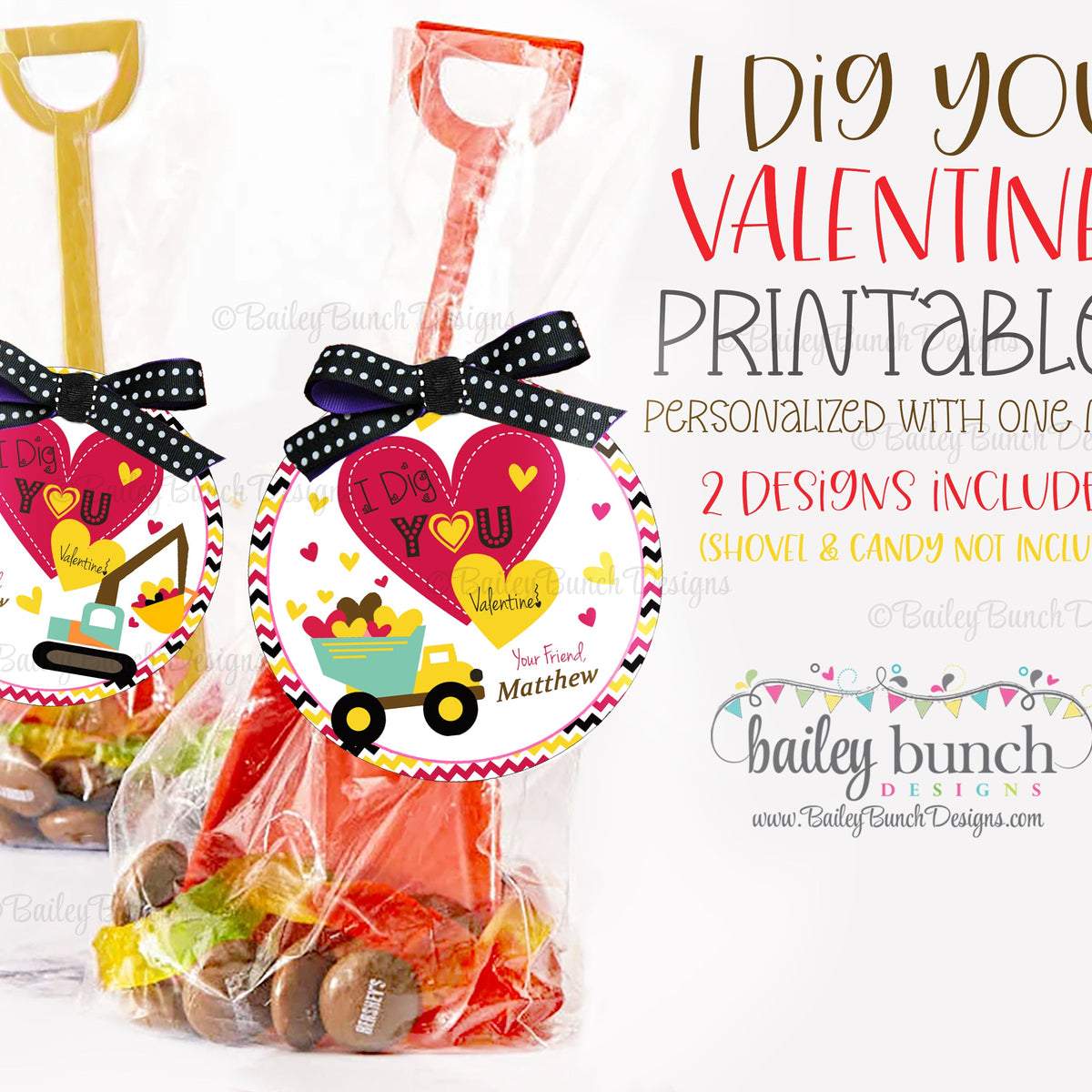 I Dig You Shovel Valentine Treat Tags, Valentines VDAYDIG0520 – Bailey ...