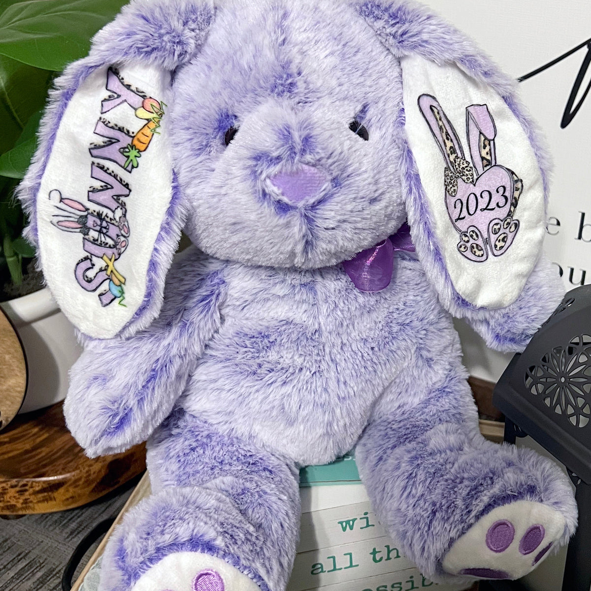 Easter Bunny Stuffed Plush Bunnies Purple Leopard Print & Puzzles Pers ...