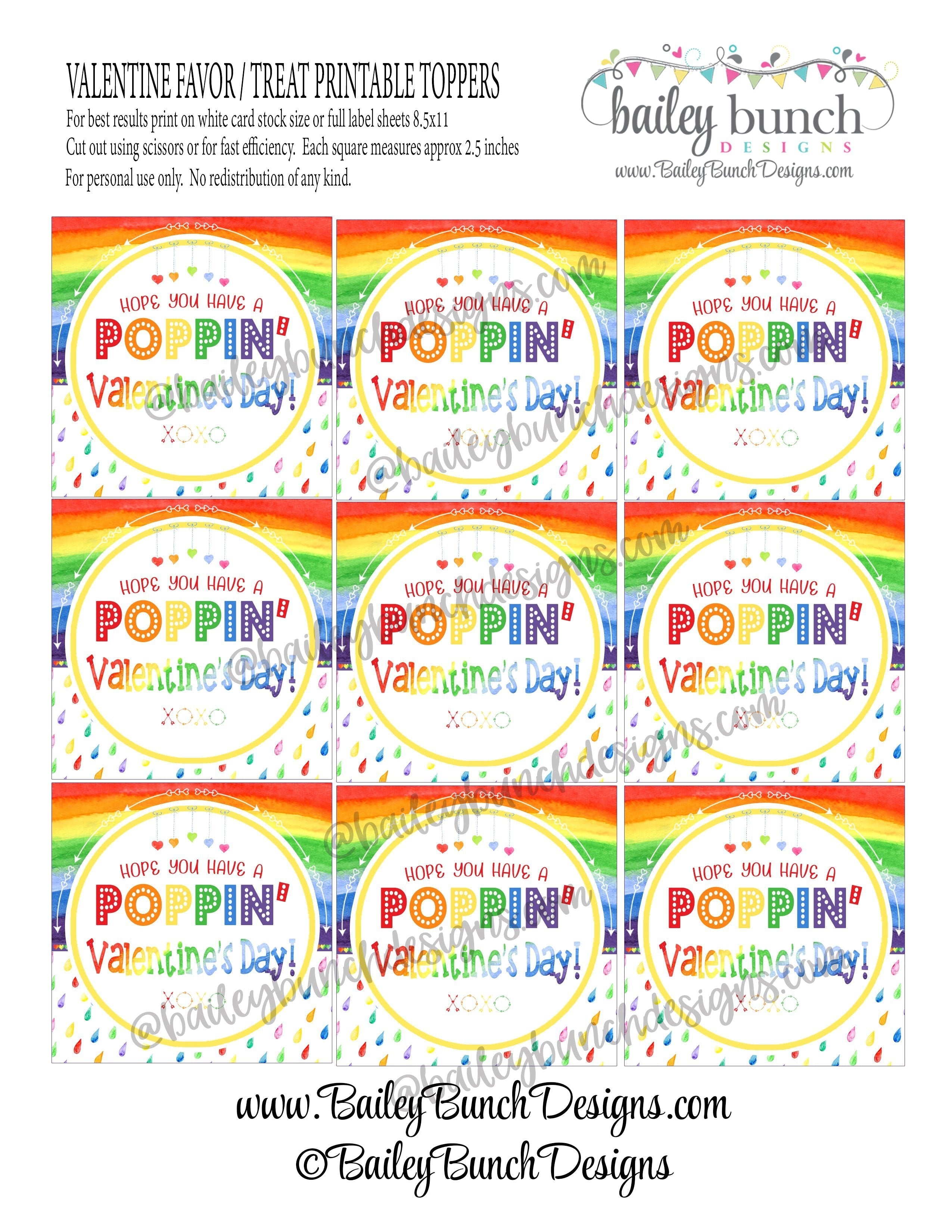 Valentine RAINBOW Pop It Fidget Gift Tags Rainbow Valentine Squares ID ...