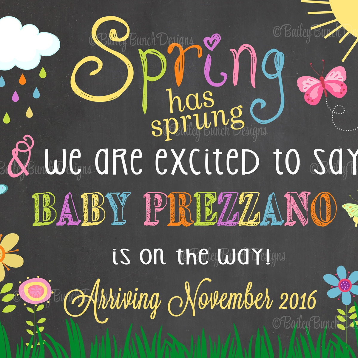 Spring Pregnancy Reveal Announcement Chalkboard Sign, Spring has sprin ...