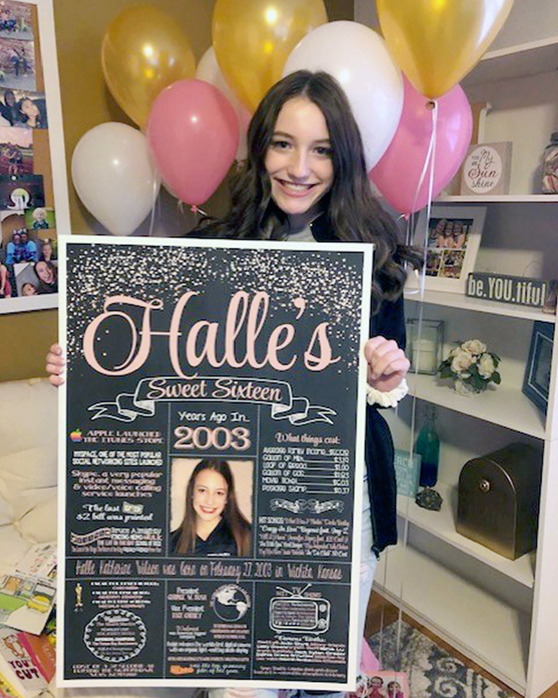 16th Birthday Chalkboard Poster Sign Board - 2008 Sweet Sixteen Stars ...