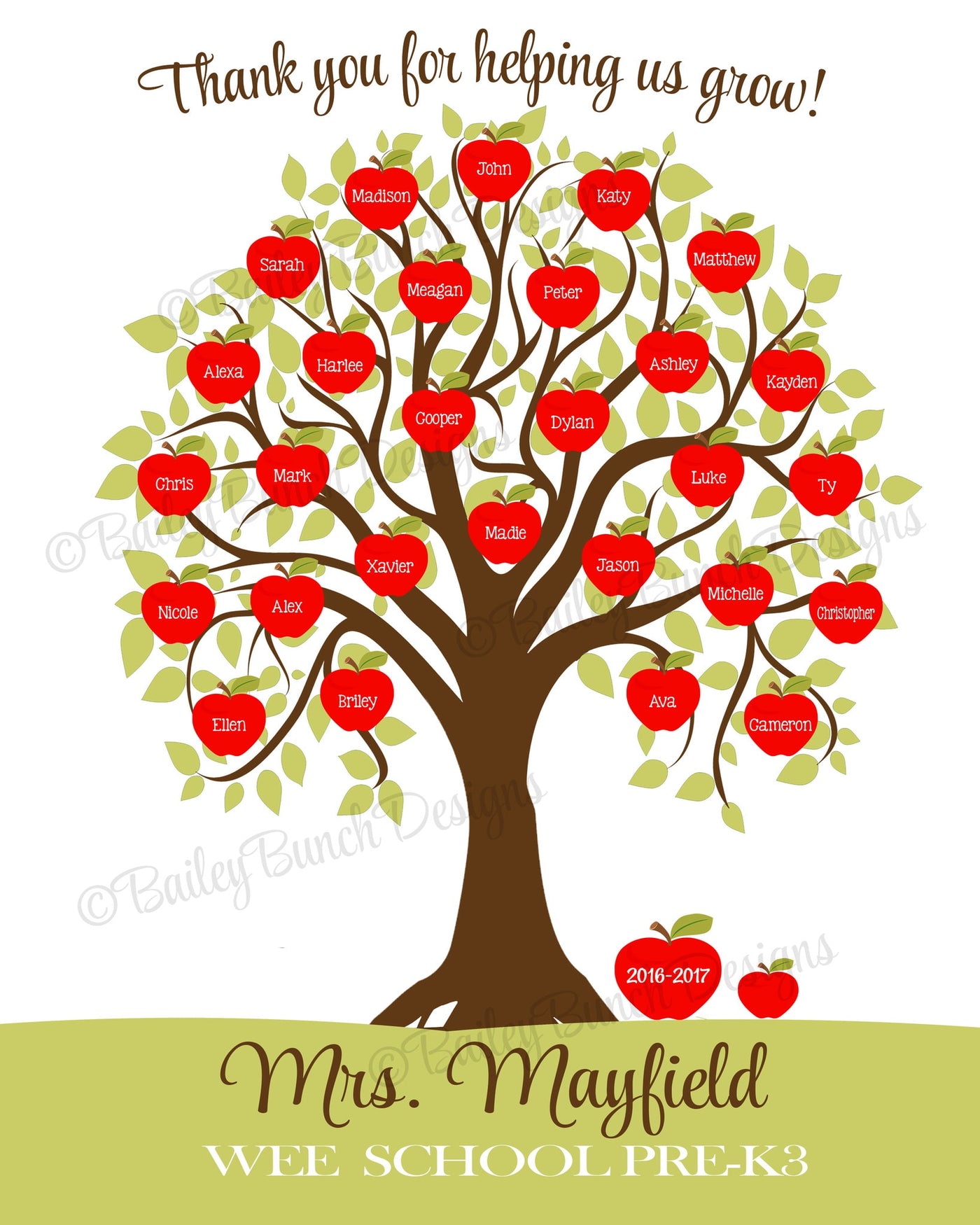 Teacher Gift, Class Tree, Classroom Teacher Tree, CLASS0520 – Bailey ...