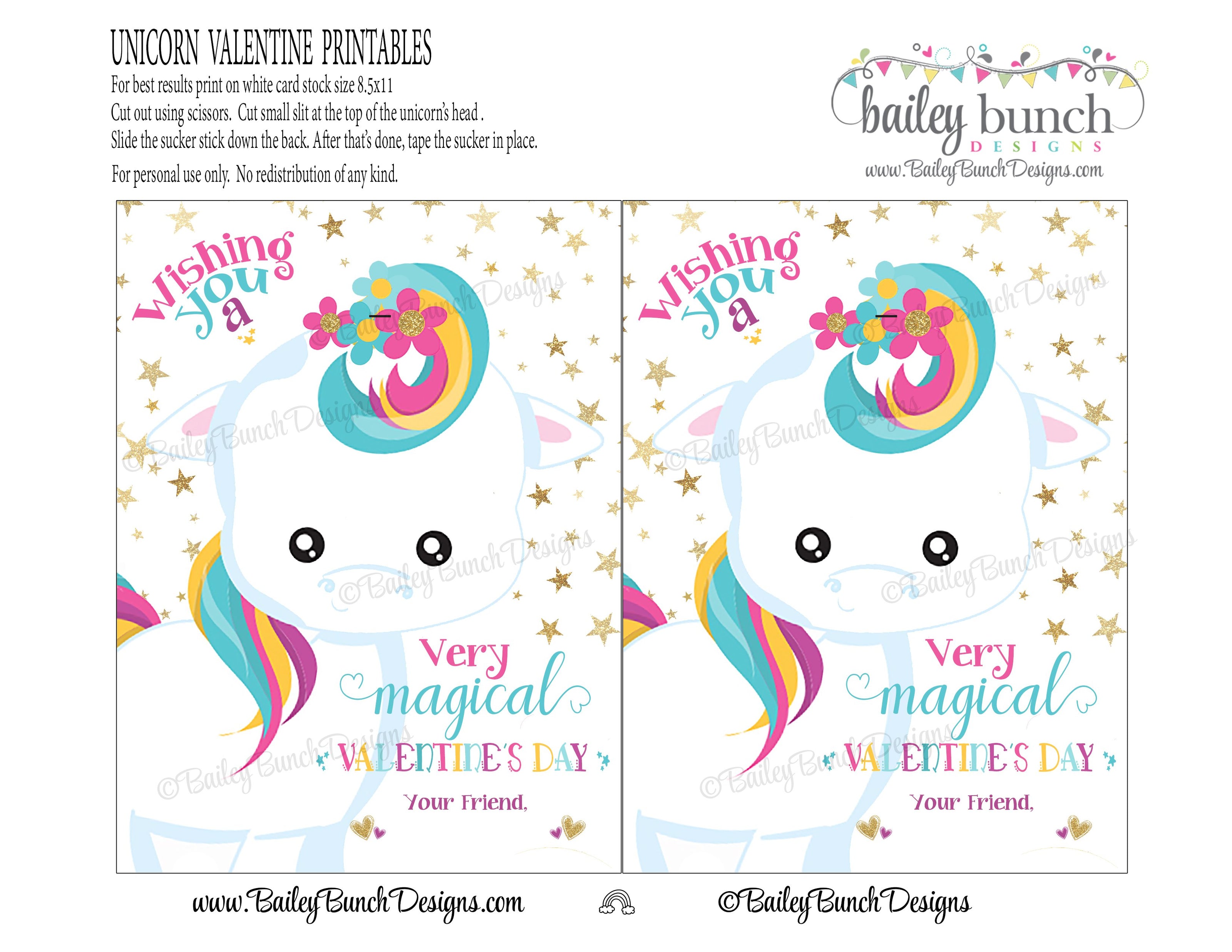 Magical Unicorn Valentines, IDVDAYUNICORN0520 – Bailey Bunch Designs