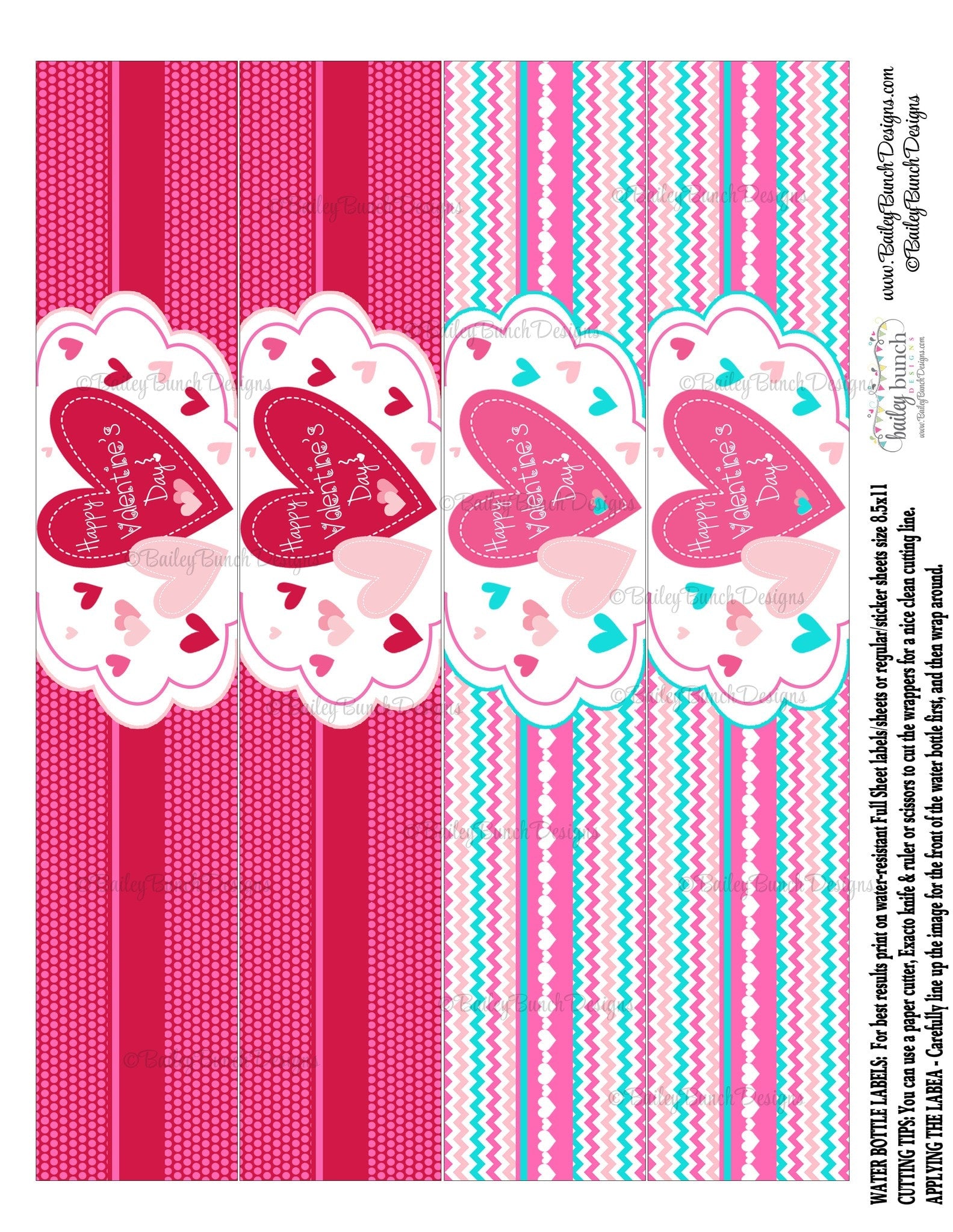 Valentine Water Bottle Labels, Valentines IDVDAYWATER0520 – Bailey ...